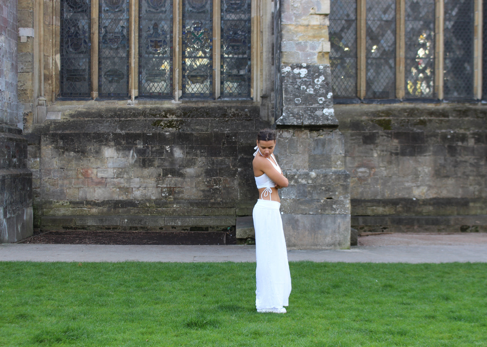 White Silk Trousers – Tabitha